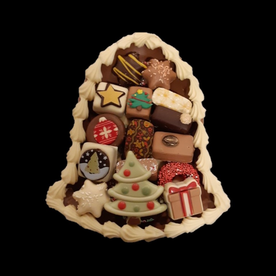 Chocolade kerstklok met kerst chocola en kerst bonbons - Luux ...